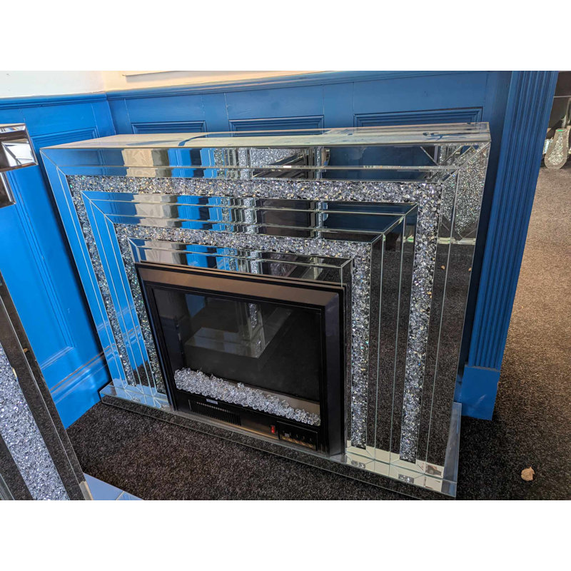ModernHomesStore Nova Mirrored Crushed diamond Electric Fireplace | Wayfair.co.uk